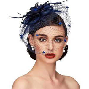 Accessories | Fascinators Headpiece With Feather Floral Flower Dark ...